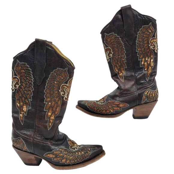 Corral | Shoes | Ladies Corral Brown Distressed Leather Snip Toe ...
